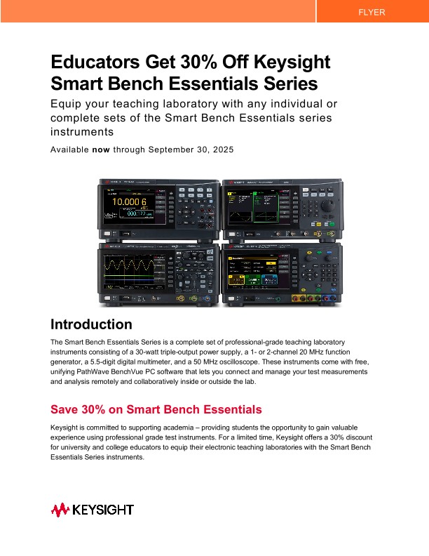 Educators Get 30% Off Keysight Smart Bench Essentials Series PDF Asset Page | Keysight